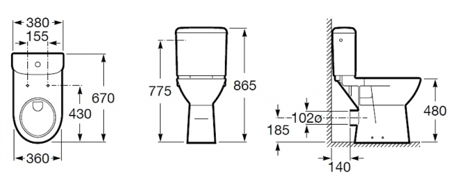 Pack WC à poser Surélevé Access Sortie horizontale | ROCA