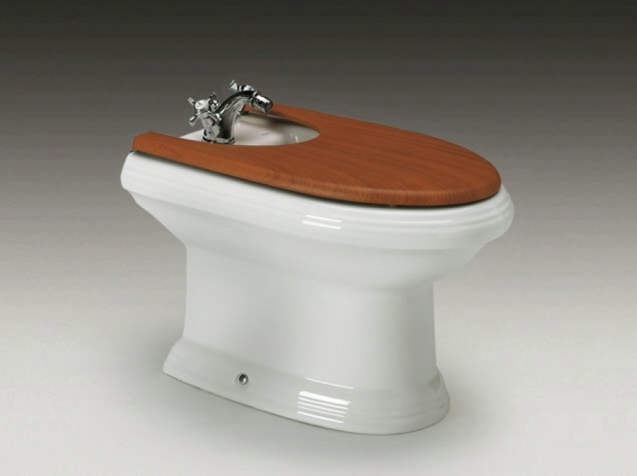 OLD - Bidet sur pied rétro America avec abattant Cerisier